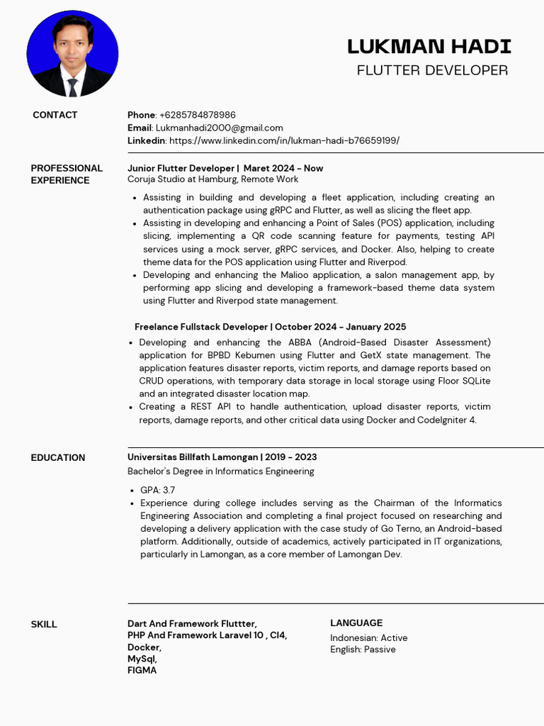 CV Lukman Hadi - Flutter Dev | PDF | Android (Operating System) | Computing