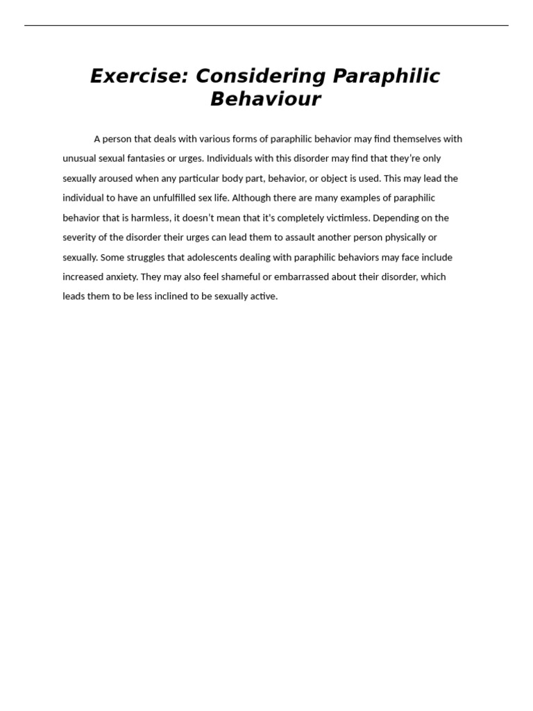 Understanding Paraphilic Behavior | PDF | Intimate Relationships | Behavioural Sciences
