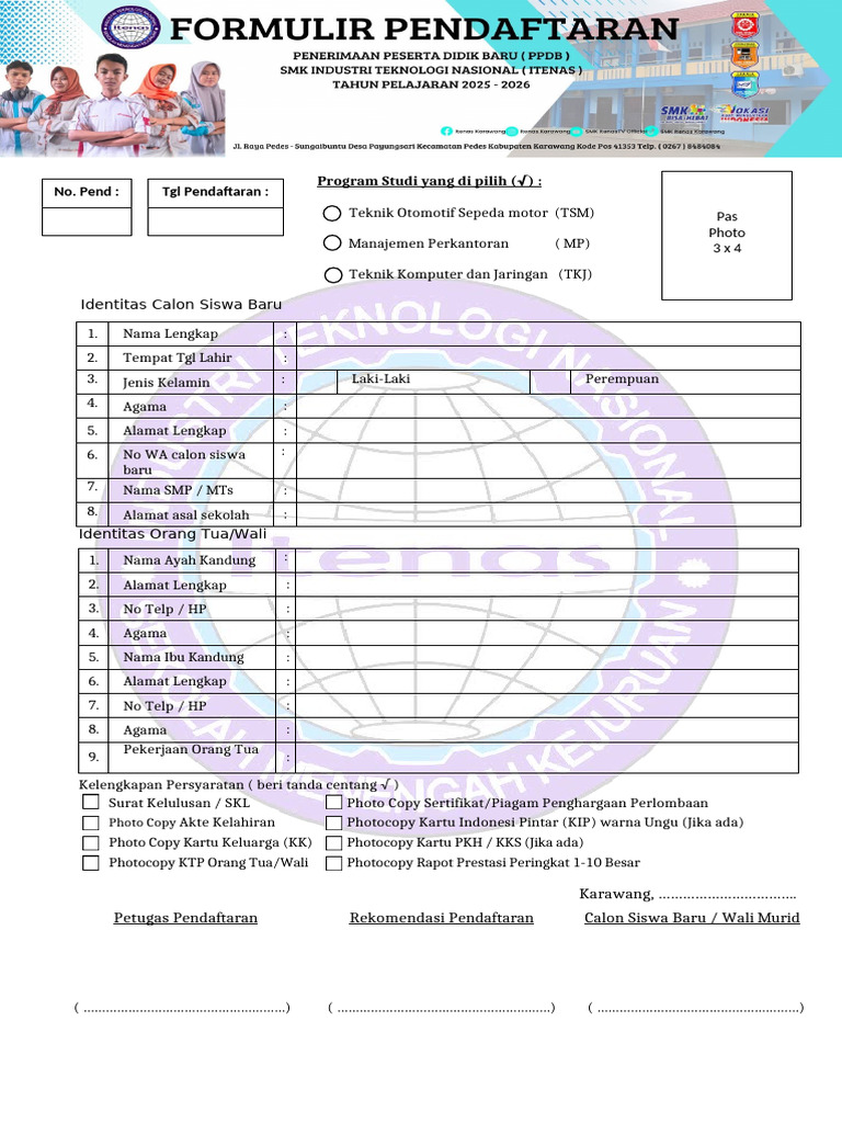 Formulir Pendaftaran 2025 2026 Pdf