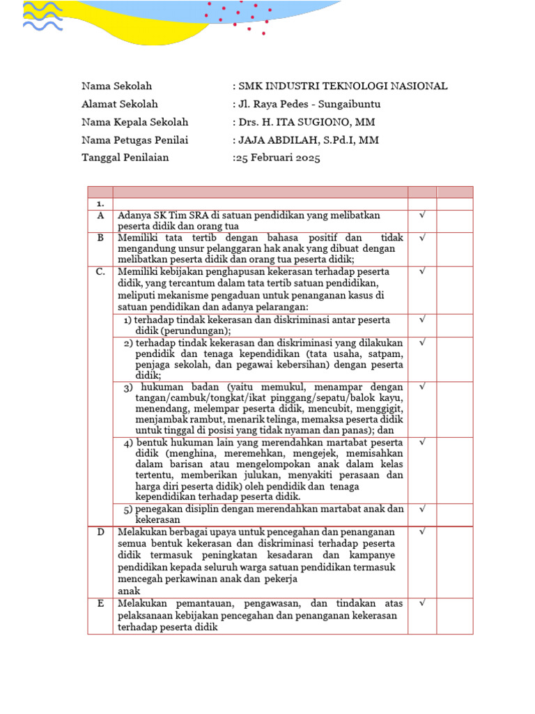 Instrumen Penilaian Sra | PDF