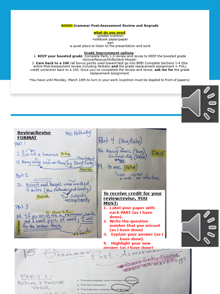 Grammar Post-Assessment Test Corrections | PDF