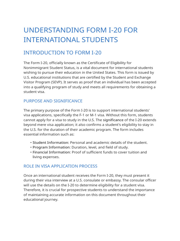 Understanding the I-20 Form for Students | PDF | Travel Visa | Passport