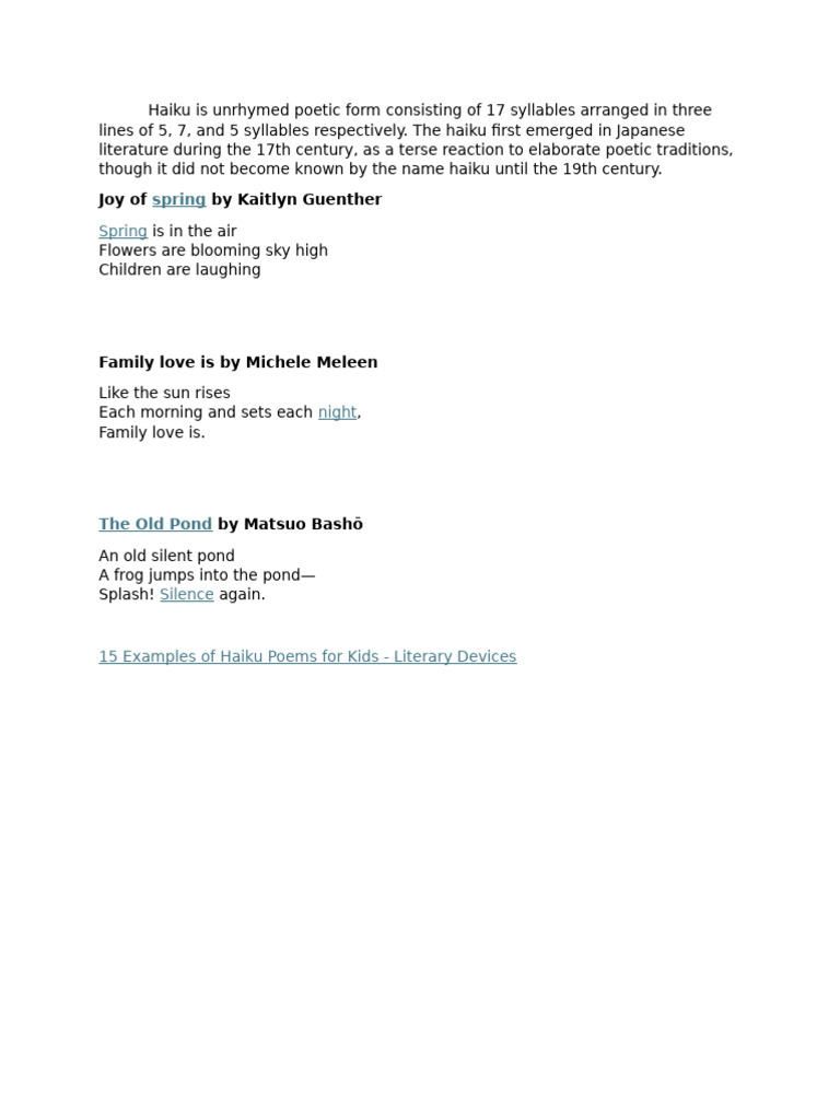 Example of A Haiku | PDF