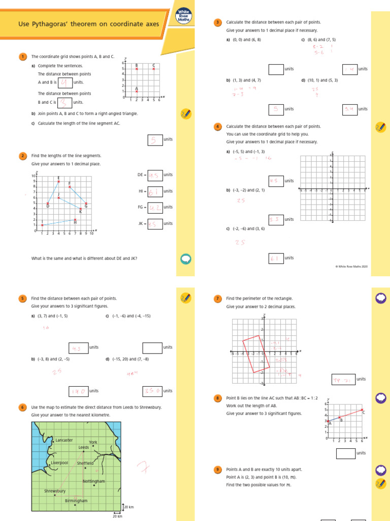 Y9 Spring Block 6 WO6 Use Pythagoras - Theorem On Coordinate Axes 2020 | PDF | Elementary ...
