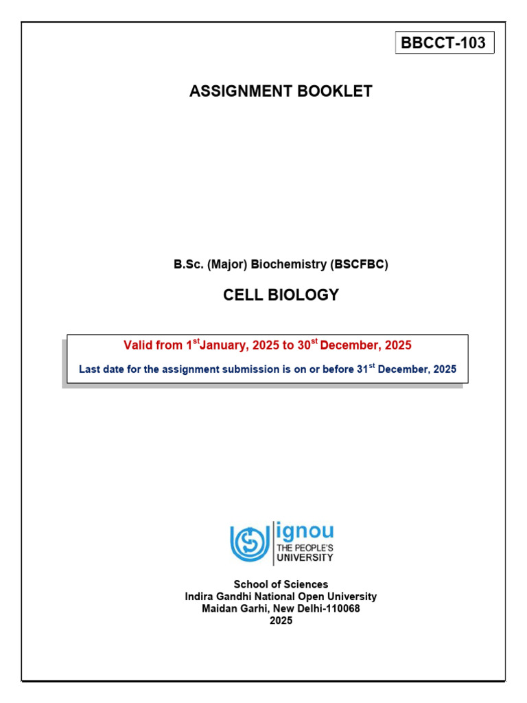 B.Sc. Biochemistry Cell Biology Assignment | PDF | Cell (Biology ...