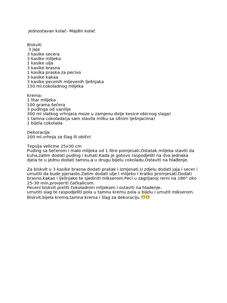 Jednostavan Kolač | PDF