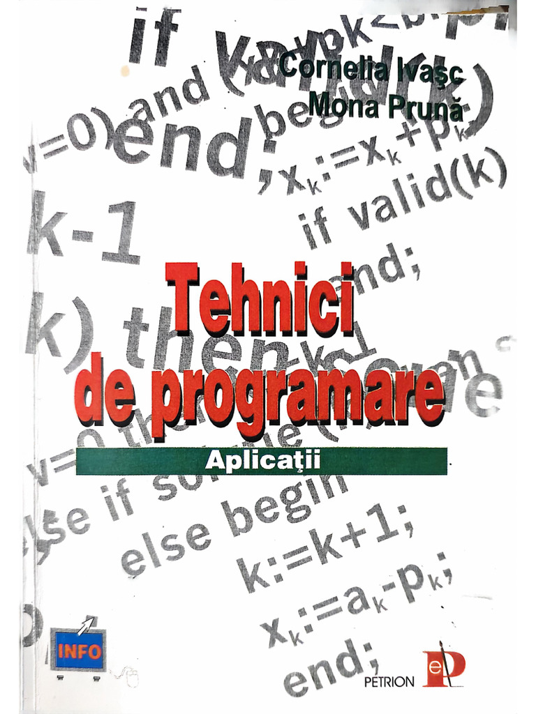 Cornelia Ivasc Mona Pruna - Tehnici de Programare Aplicatii | PDF