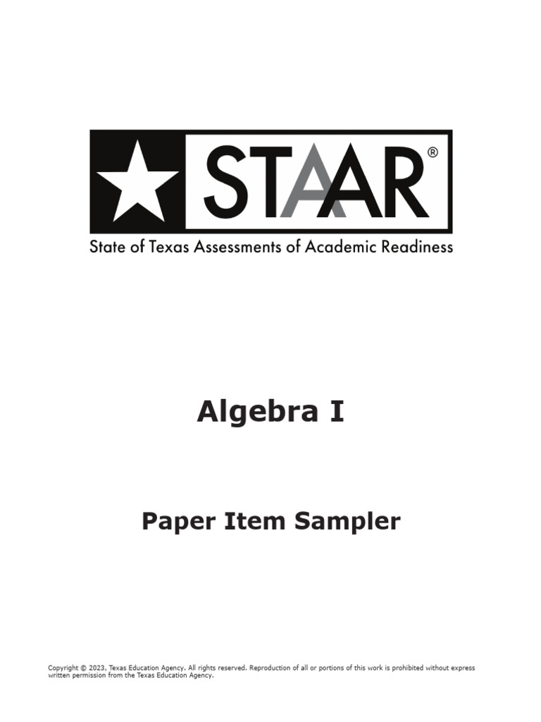 2023 Staar Algebra I Item Sampler | PDF | Algebra | Function (Mathematics)