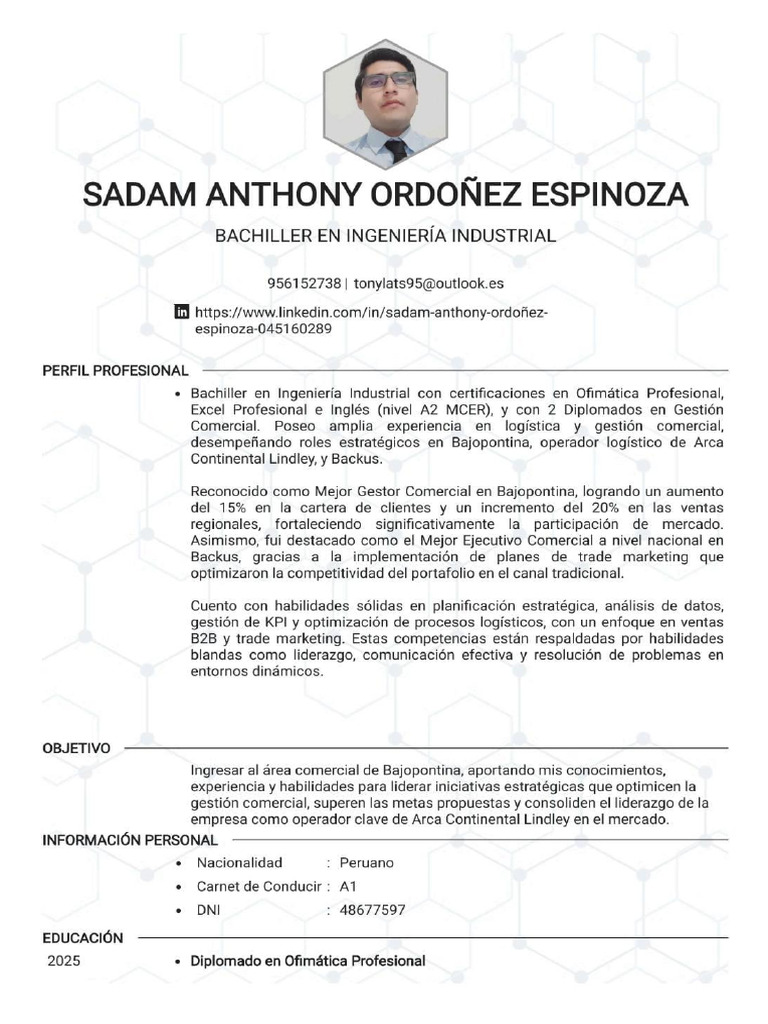 CV ANTHONY ORDOÑEZ Actualizado | PDF
