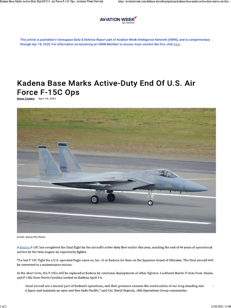 Kadena Base Marks Active-Duty End of U.S | PDF
