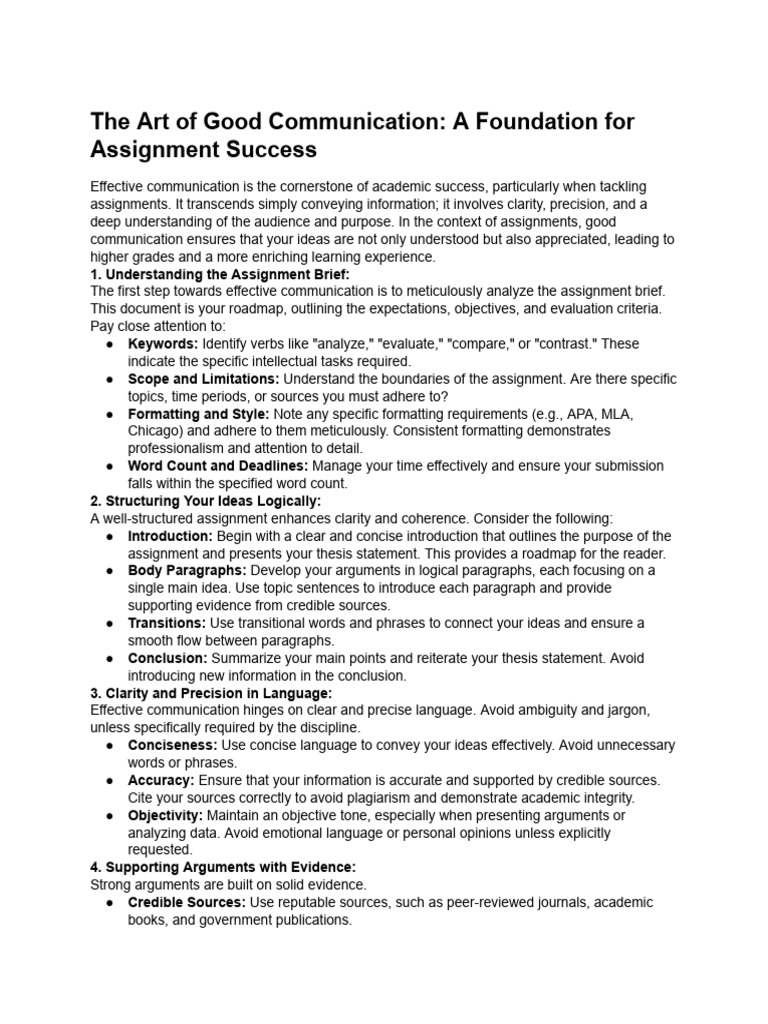 Art of Good Communication For Assignment in 1000 W... | PDF ...