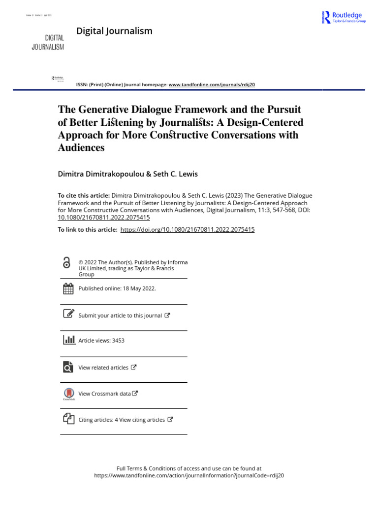 The Generative Dialogue Framework and the Pursuit of Better Listening ...