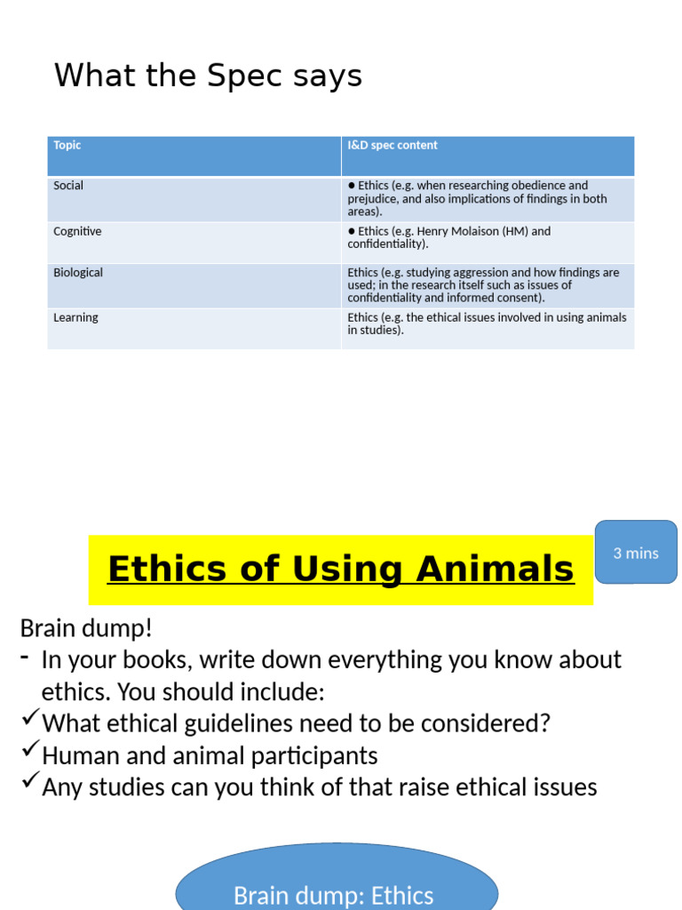 I+D Lesson 2 - Ethics of Using Animals NAS. | PDF | Mouse | Animal Testing