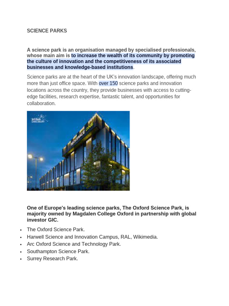 Science Parks | PDF