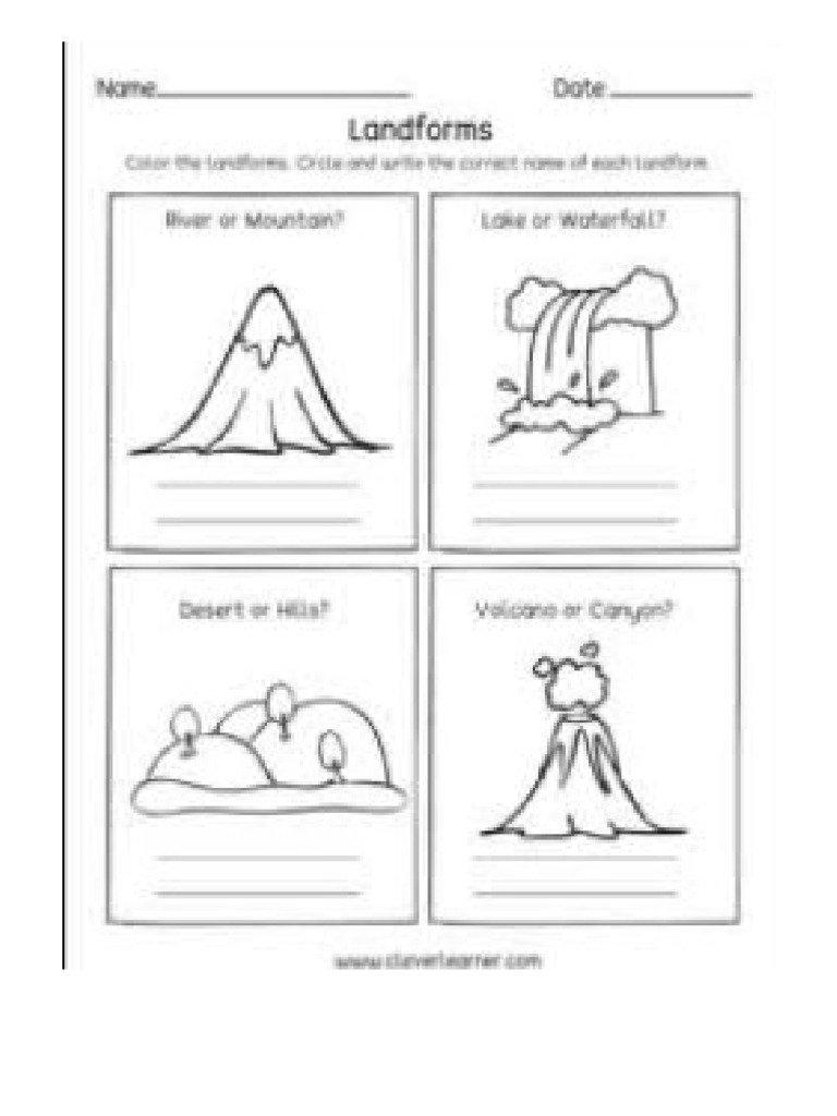 landforms worksheet | PDF