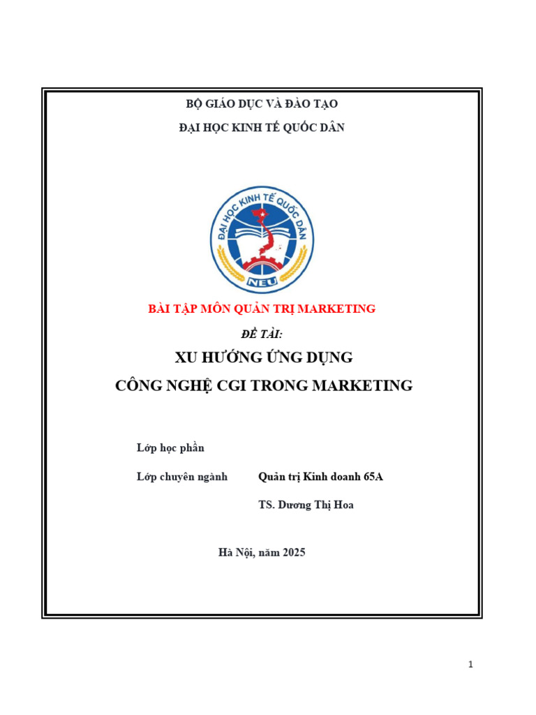 NHÓM 8 BÀI 2 Quản trị Marketing - Công nghệ CGI PDF | PDF