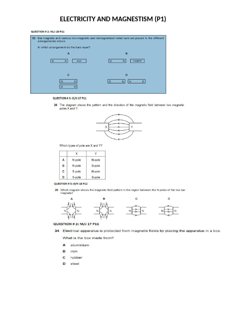 Electricity and Magnetism P1 | PDF