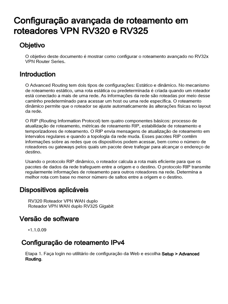 smb4362 Advanced Routing Configuration On rv320 and rv325 VPN Router | PDF | Roteamento ...