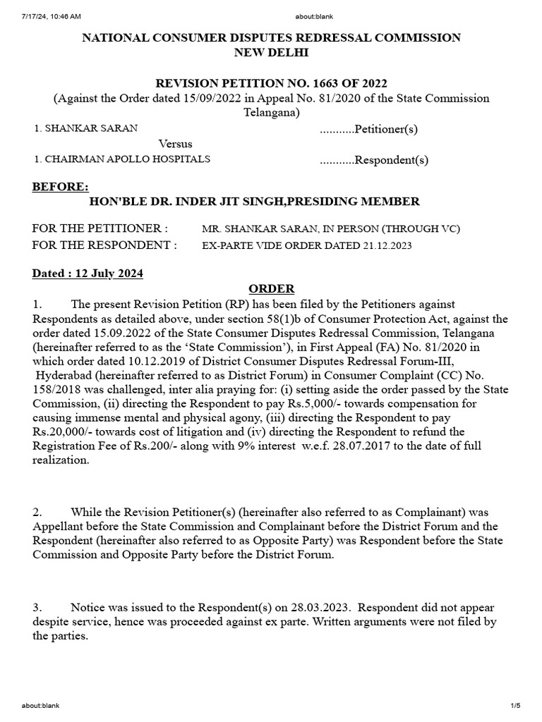 113 Shankar Saran Vs Chairman Apollo Hospitals 556140 | PDF | Justice ...
