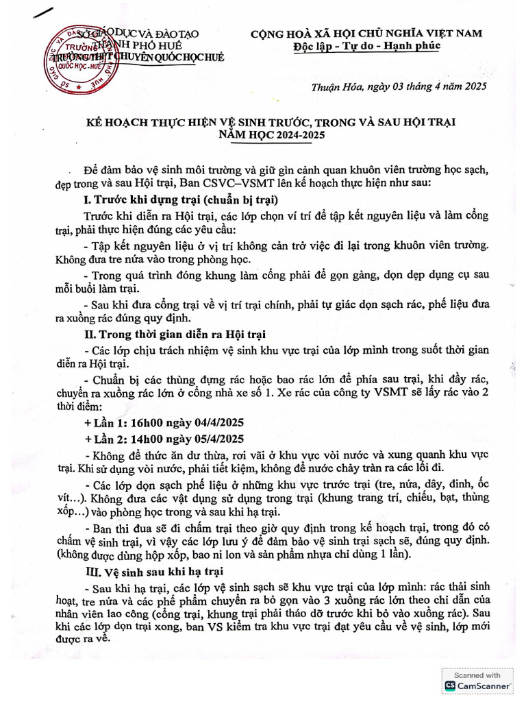 KH Ve Sinh Trai | PDF