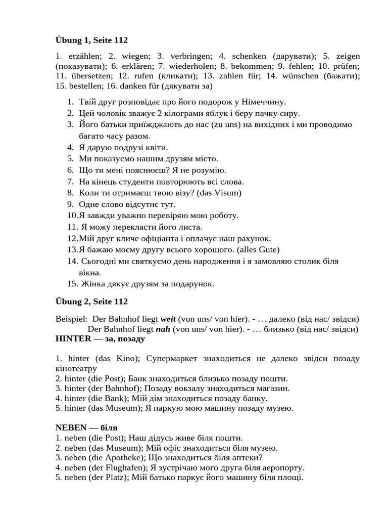 Lektion 11 Die Stadt Aufgaben | PDF