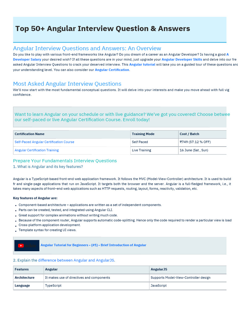 Angularinterviewquestionpdfbyscholarhat 240717110413 292b6154 | PDF | Angular Js | Document ...