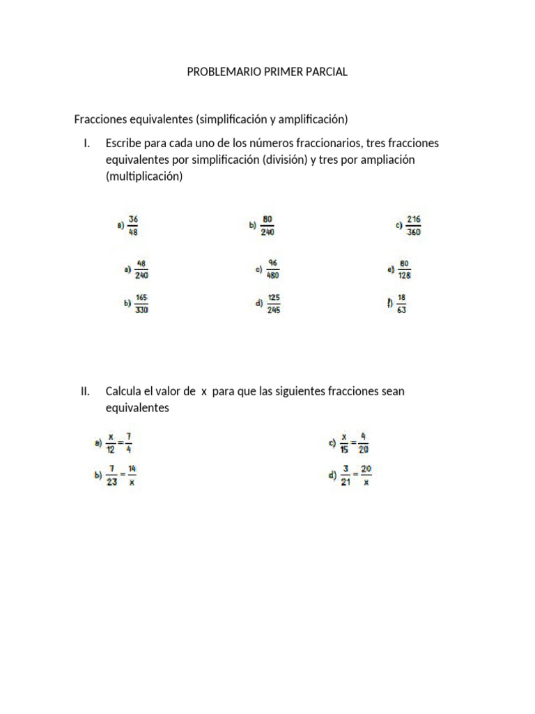 Problemario primer parcial | PDF