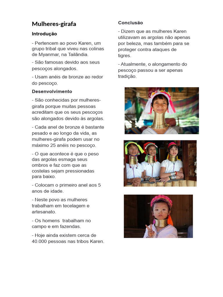 Argolas no Pescoço das Mulheres-Girafa | PDF