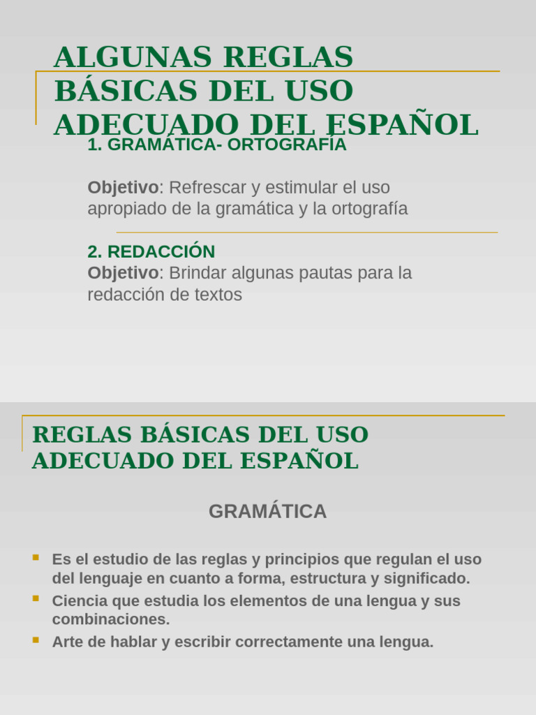 Reglas Básicas Del Uso Adecuado Del Español | PDF | Mecánica del ...