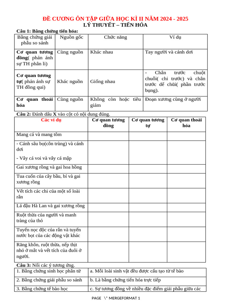 Ôn thi TN sinh 12( bài 18 - bài 22) 2024 - 2025 | PDF