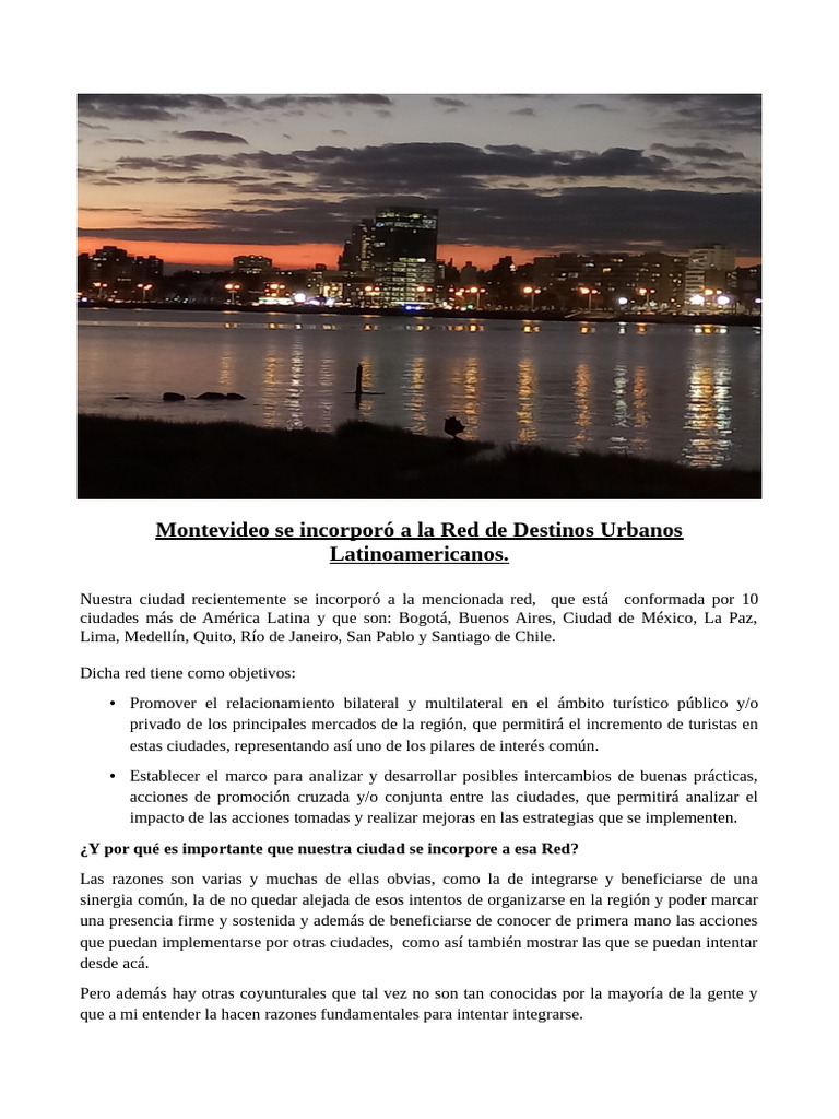 Montevideo Destino Turístico Urbano | PDF | Turismo | America latina