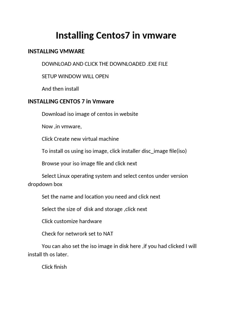 INSTALLING VMWARE and centos | PDF