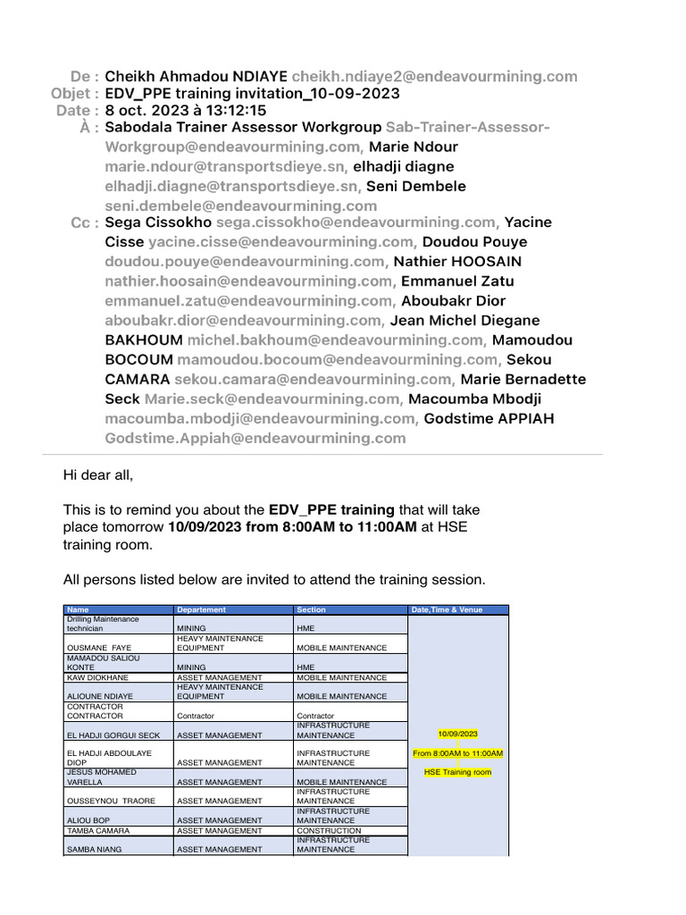 EDV PPE Training Invitation 10-09-2023 | PDF