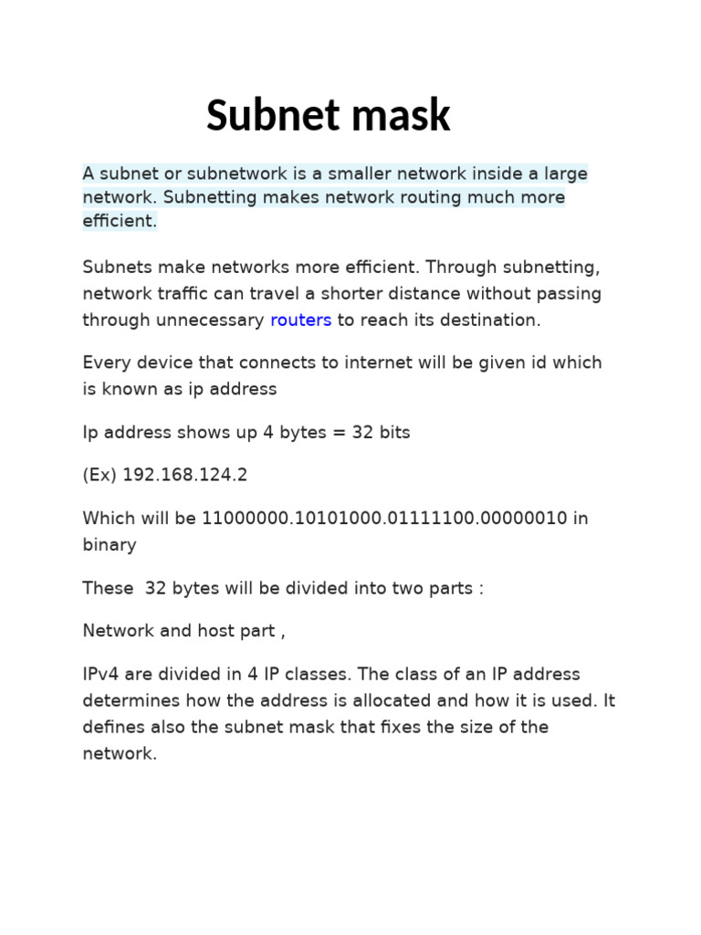 Subnet Mask | PDF