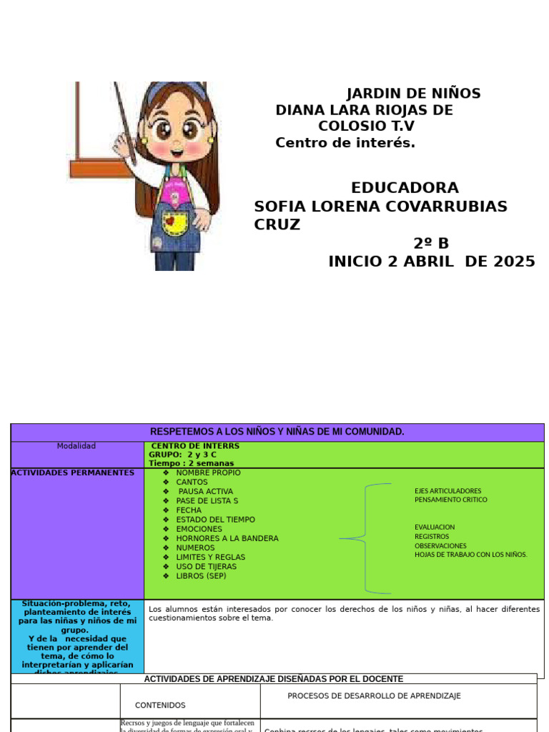 Centro de Interes | PDF | Educación de la primera infancia