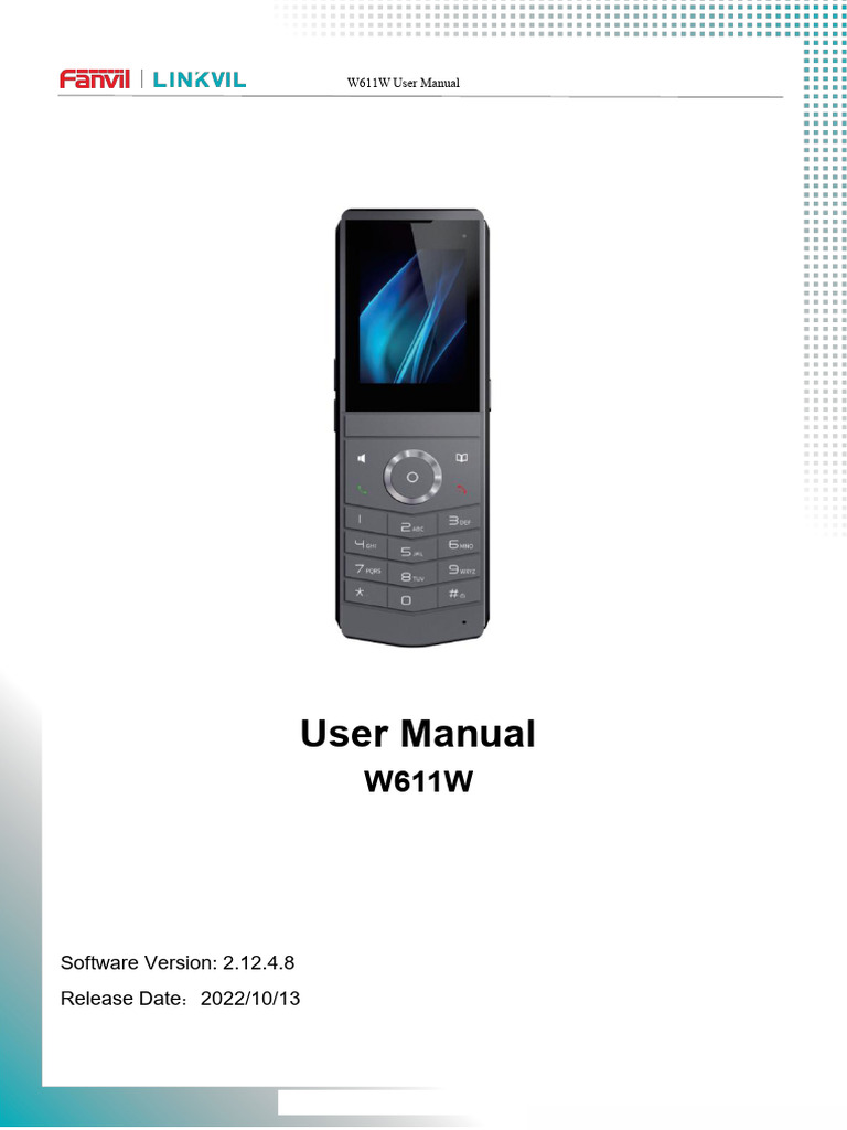 W611W Series+User+Manual-En V1.0 | PDF | Session Initiation Protocol | Ip Address