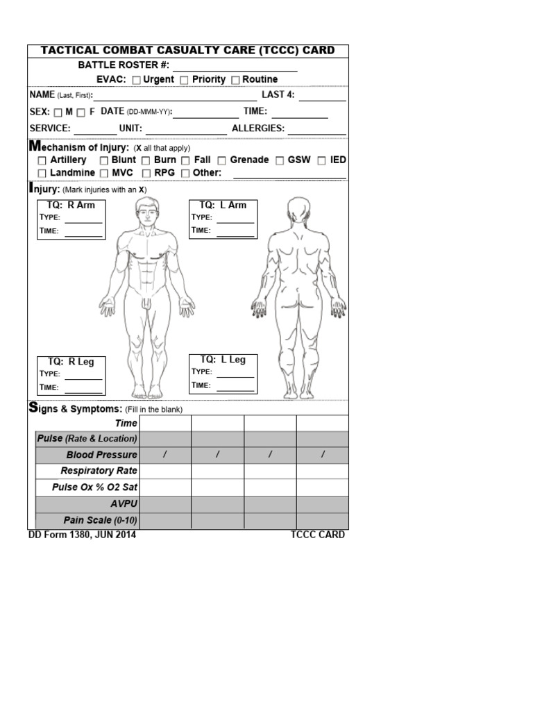 DD Form 1380 TCCC Card Jun 2014 | PDF