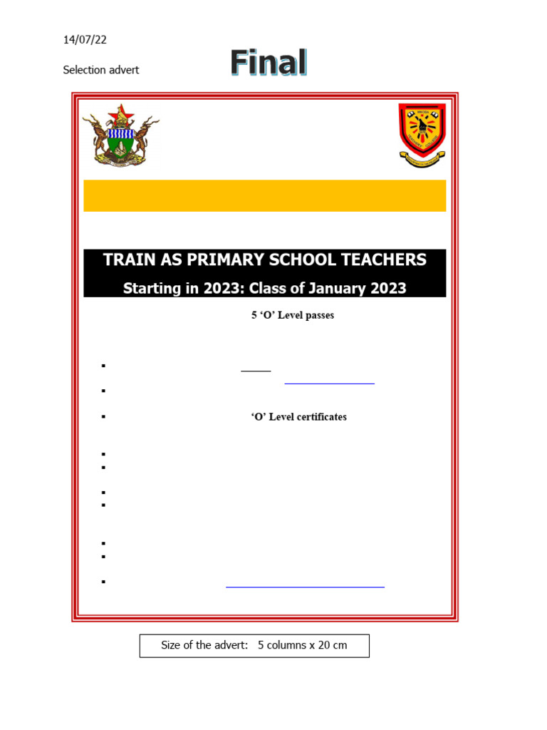 Class of January 2023 (Ecd and Primary) Advert Final | PDF