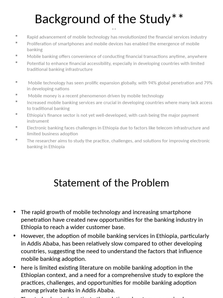 Mobile Banking Adoption in Ethiopia | PDF | Quantitative Research ...
