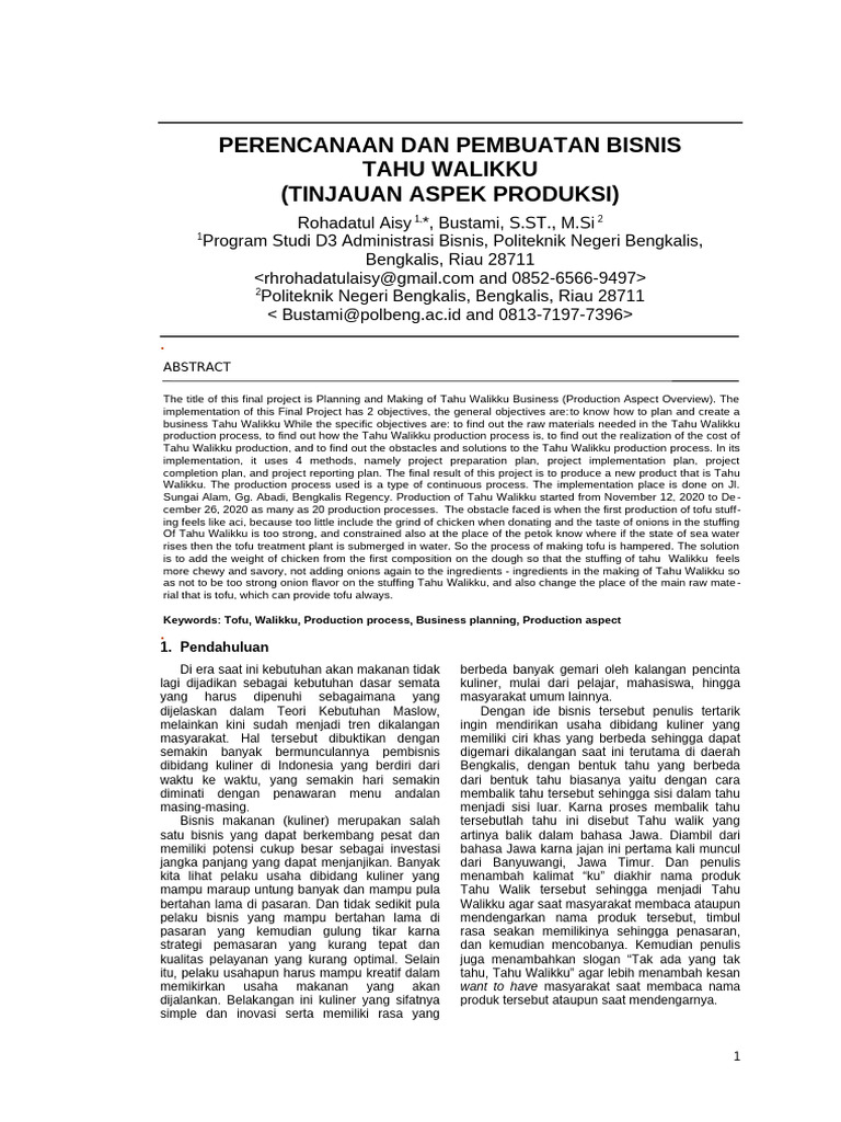 Karya Ilmiah Rohadatul Aisy | PDF