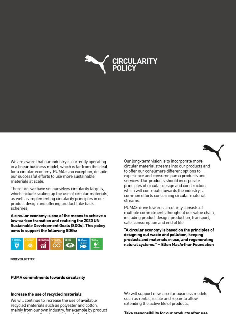 PUMA's Circularity Policy and Commitments | PDF | Recycling ...