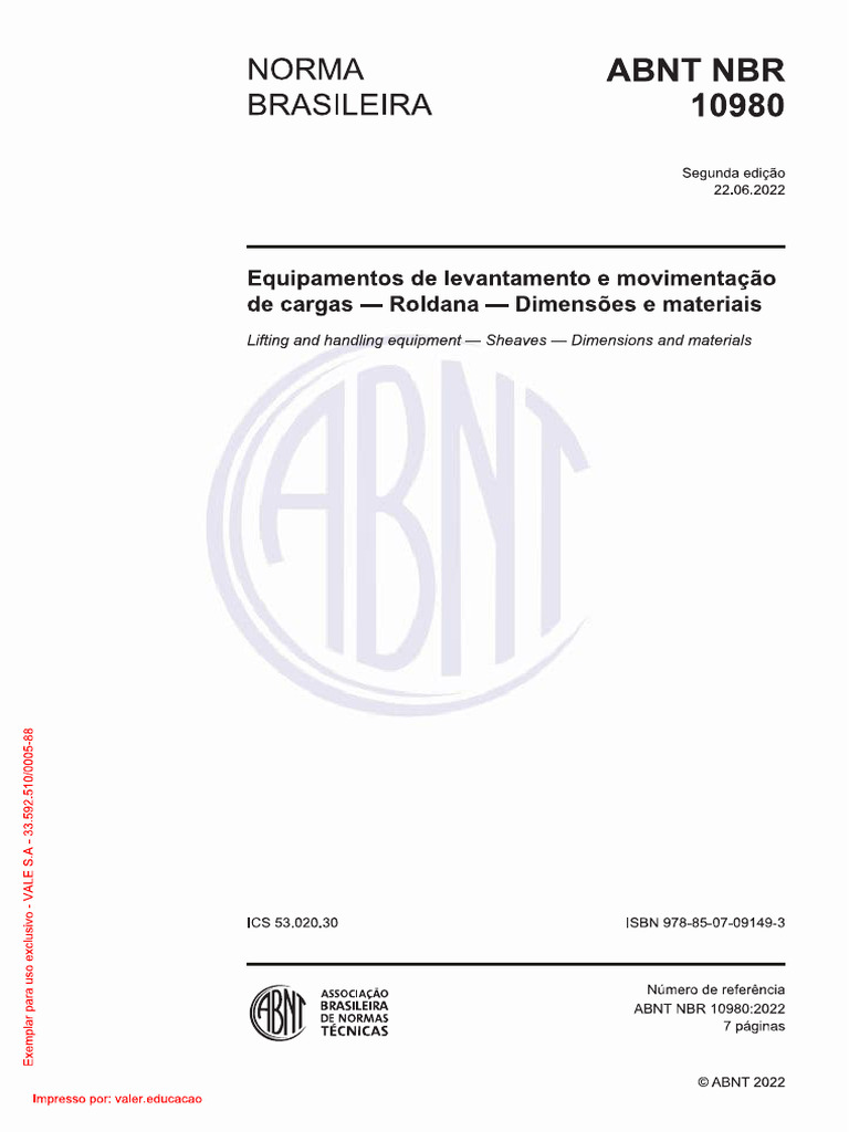 ABNT-NBR-10980 - Roldanas | PDF