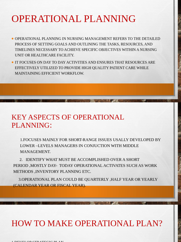 Nursing Operational Planning Guide | PDF | Nursing | Health Care