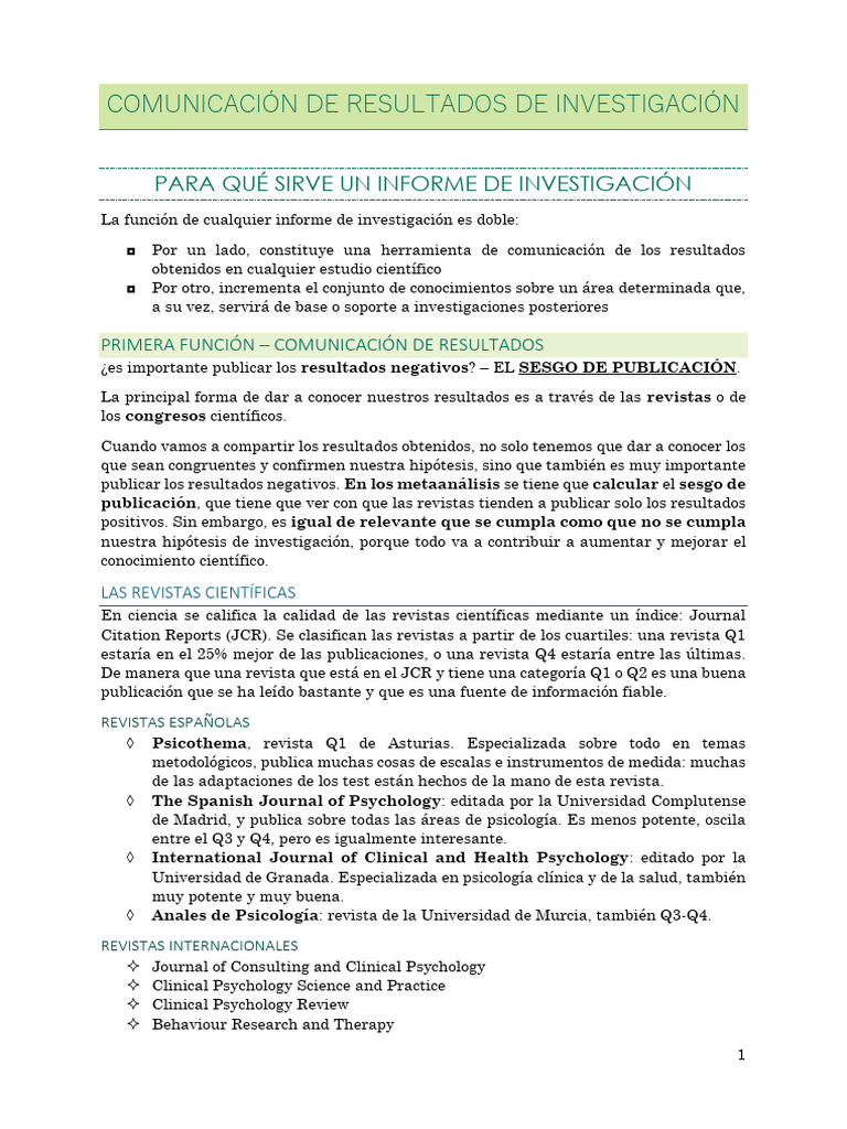 Comunicación de Resultados en Investigación | PDF | La navaja de Occam ...