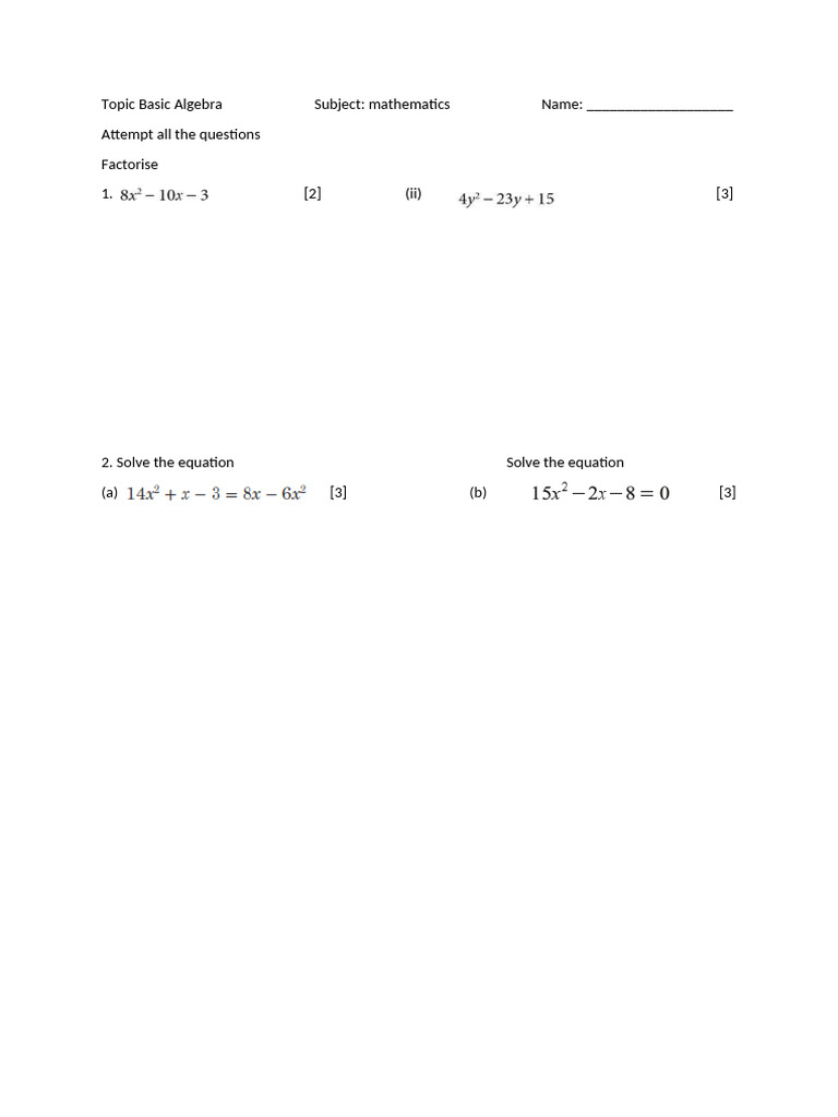 Basic Algebra (Past Papers) - 1 | PDF
