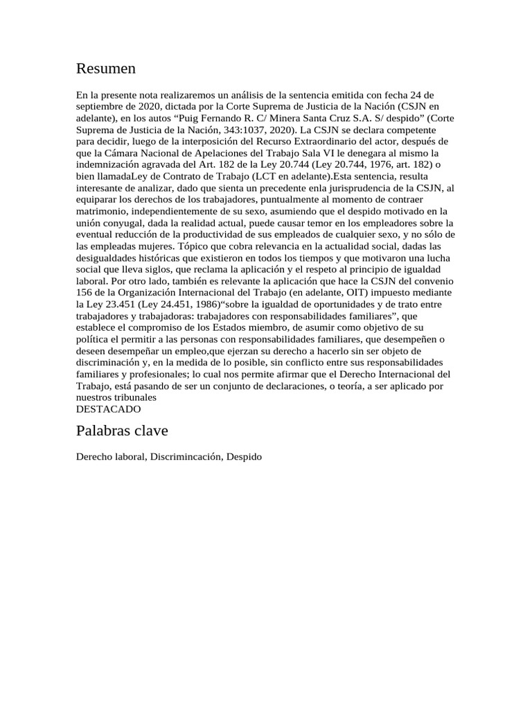 Resumen Fallo Puig | PDF