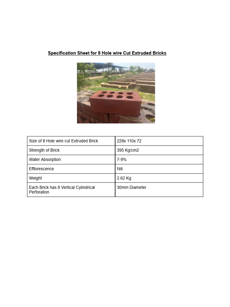 Specification 8 Holebricks | PDF