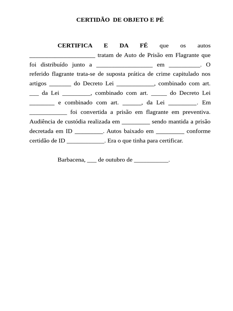 Certidão de Objeto e Pé | PDF