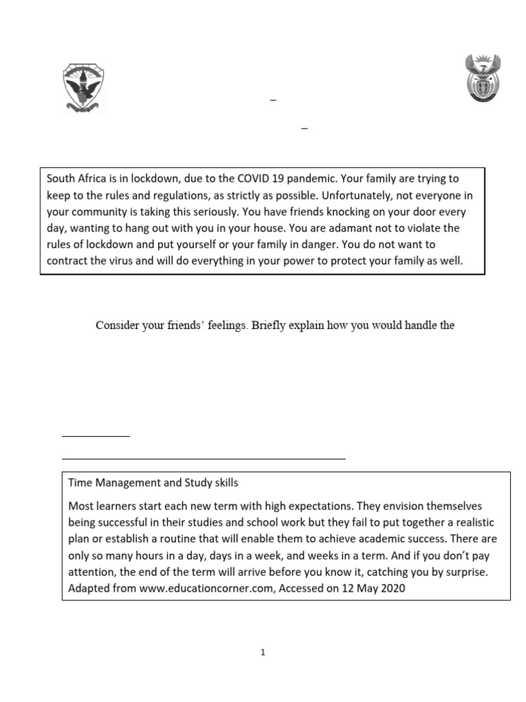 GRADE 10 Life Orientation WORKGUIDE | PDF | Employment | Economics