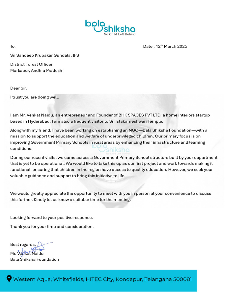 BALA SHIKSHA - NGO - School - Project | PDF